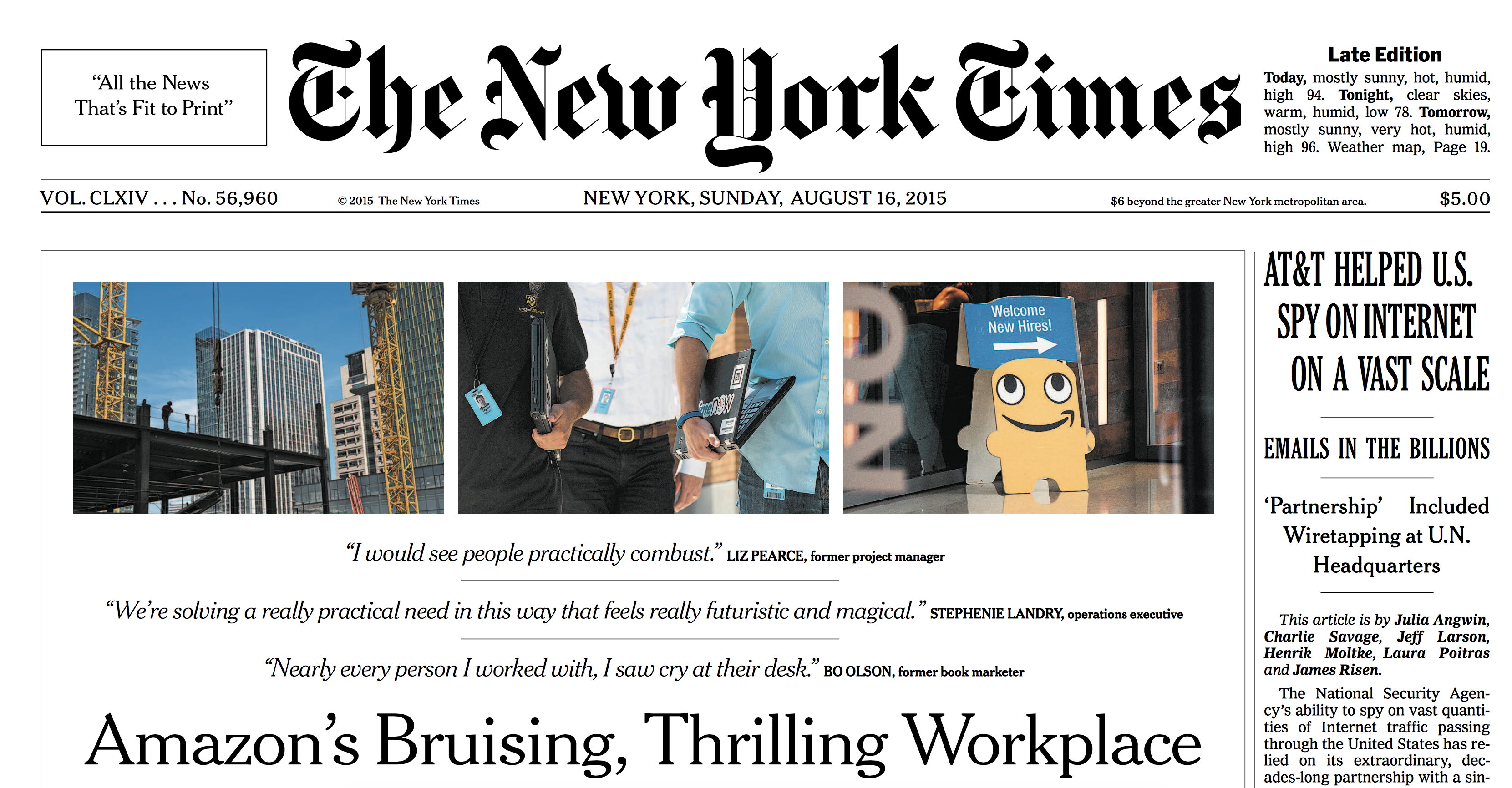 The New York Times on Amazon, Jeff Bezos’ Email, Why Work for Amazon ...